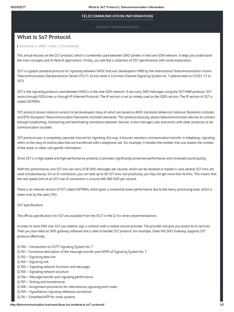 What Is SS7 Protocol - Telecommunication Information | PDF ...