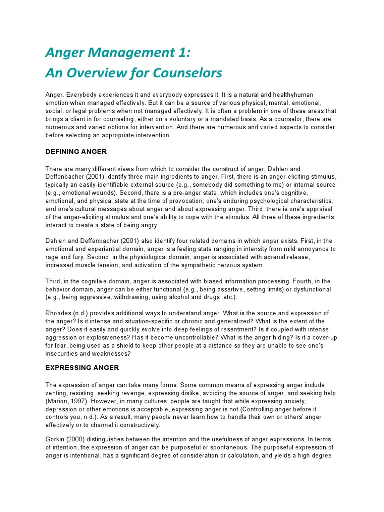 Anger Management 1 Print | PDF | Anger | Emotions