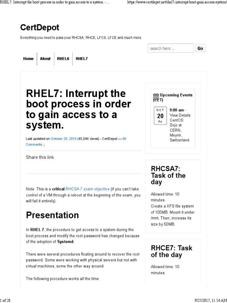 RHEL7 - Interrupt The Boot Process in Order To Gain Access To A System ...