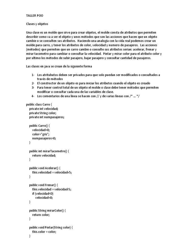 Taller Poo Java | PDF | Herencia (Programación Orientada a Objetos ...