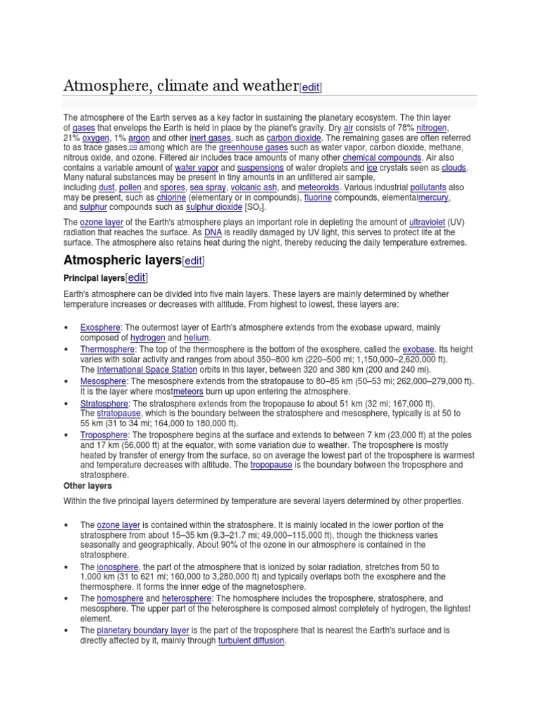 Atmosphere, Climate and Weather: Atmospheric Layers | PDF ...
