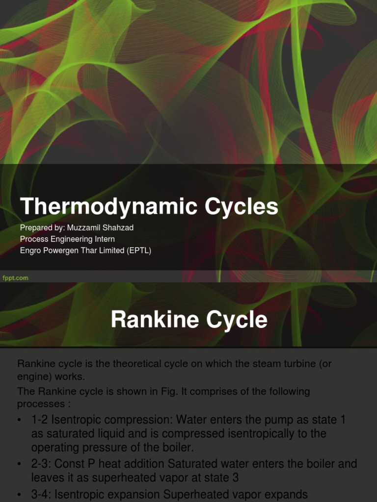 Thermodynamic Cycles: Prepared By: Muzzamil Shahzad Process Engineering ...