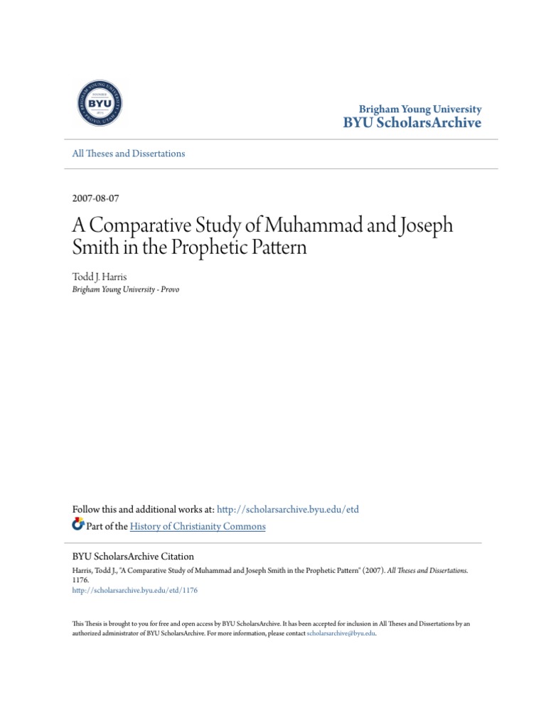 A Comparative Study of Muhammad and Joseph Smith in The Prophetic | PDF ...