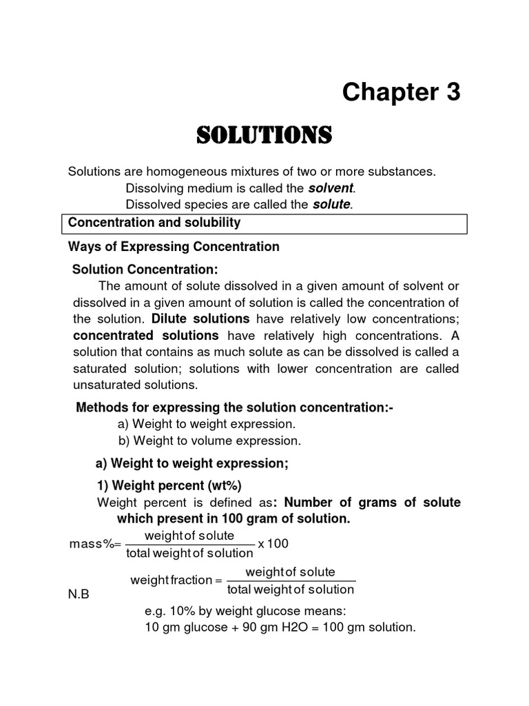 Chapter 3 Physical 2018 | PDF | Solution | Solubility