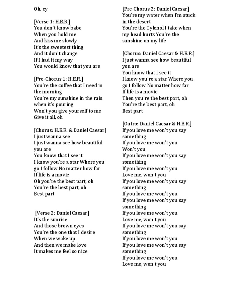 Best Part Daniel Caesar PDF | PDF | Poetry