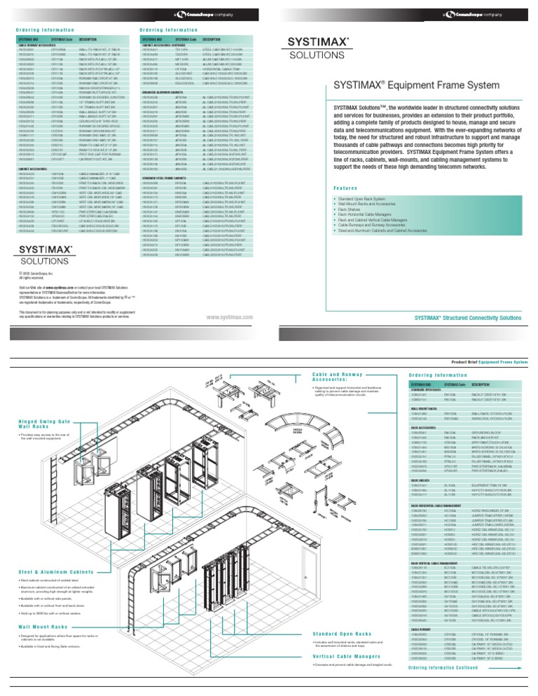 Systimax 010 Equip Frame Sys Rack Solution | PDF | Equipment ...