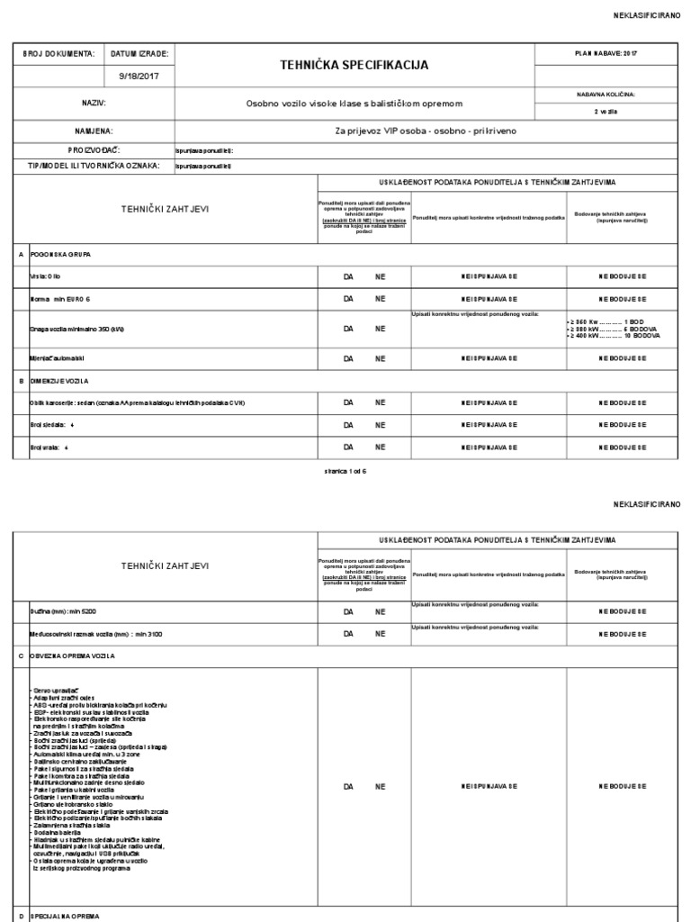 Tehnička specifikacija