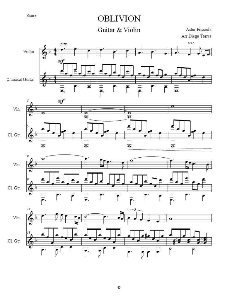 Oblivion Guitarra y Violin | PDF
