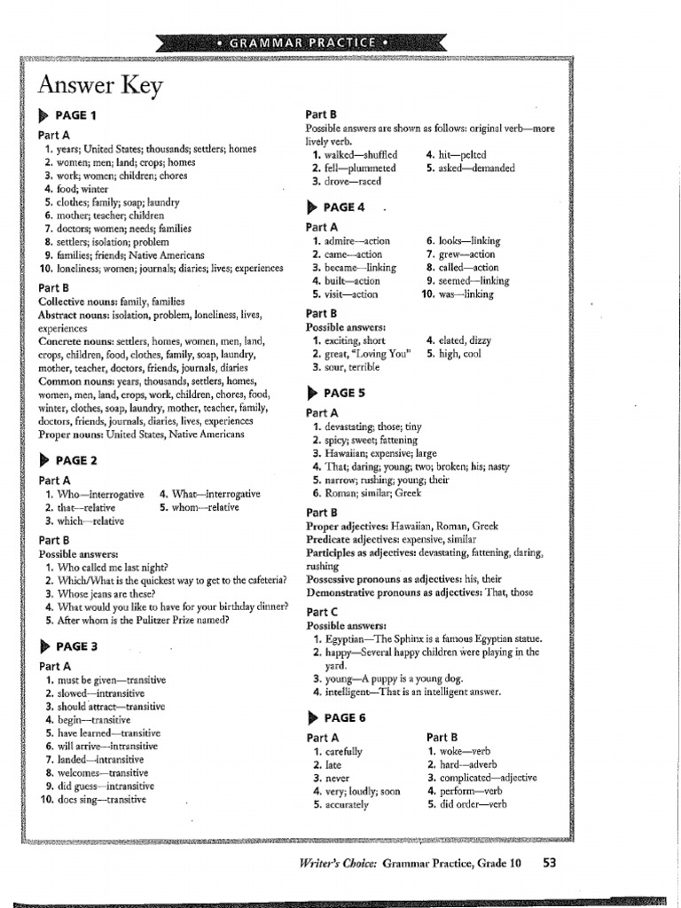 Writers Choice Grammer Grade 10 Answers p8 | PDF