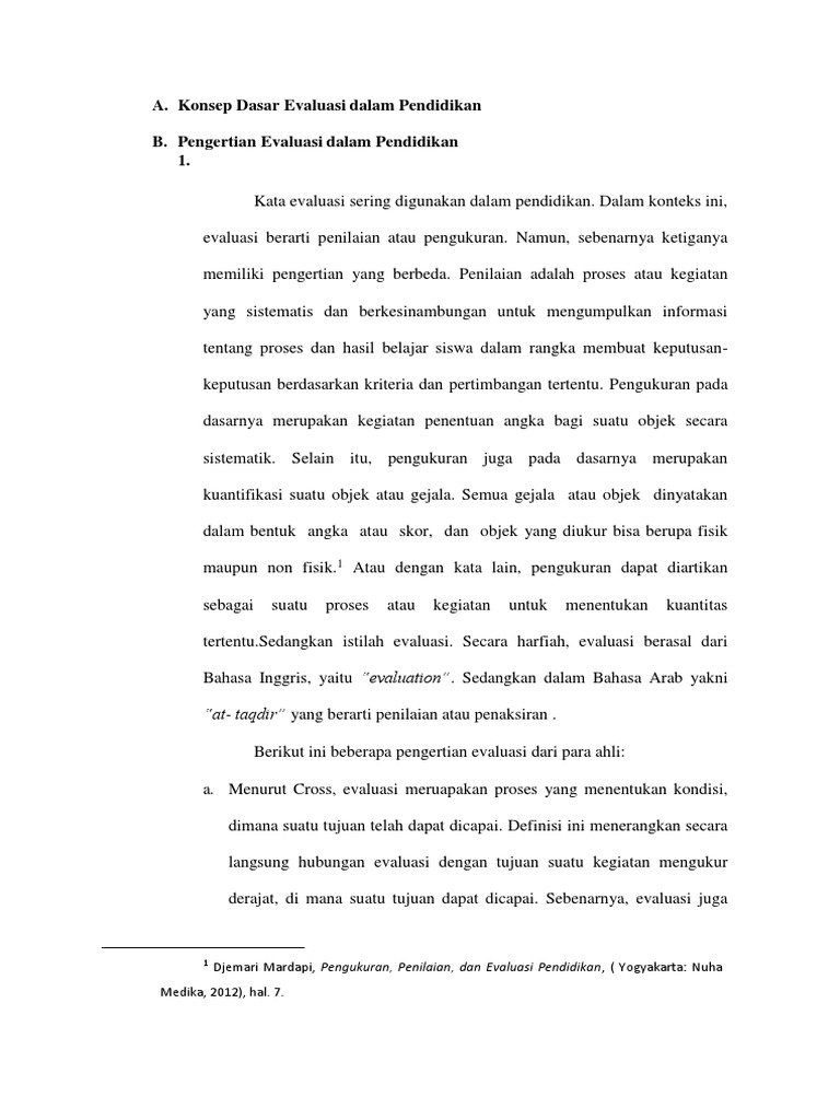 Konsep Dasar Evaluasi Dalam Pendidikan | PDF