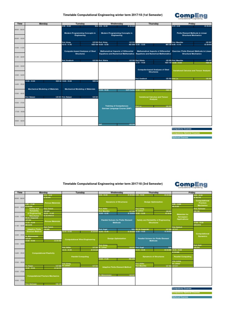 Computational Engineering Timetable for Winter Term 2017/18 (1st and ...