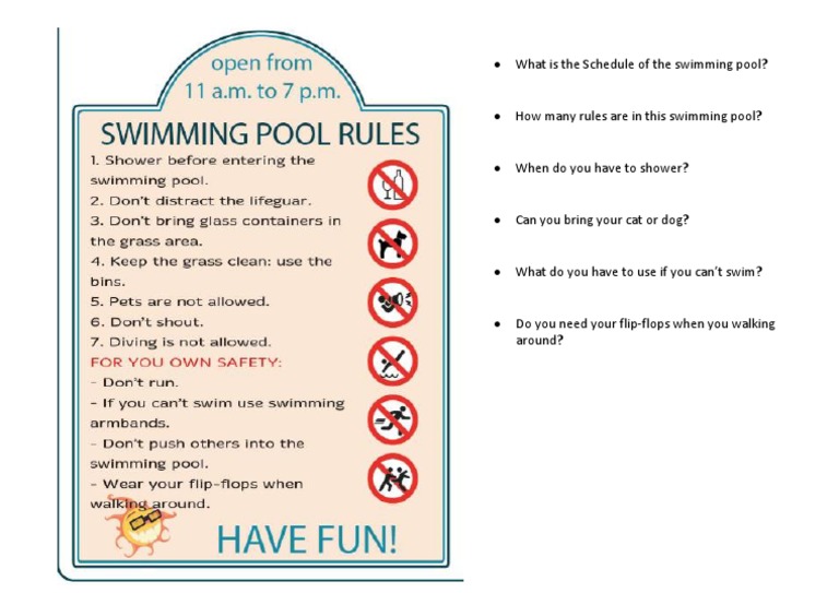 What Is The Schedule of The Swimming Pool | PDF
