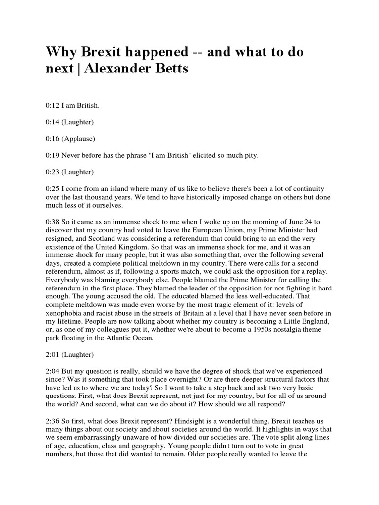 Ted Script | PDF | Immigration | Refugee