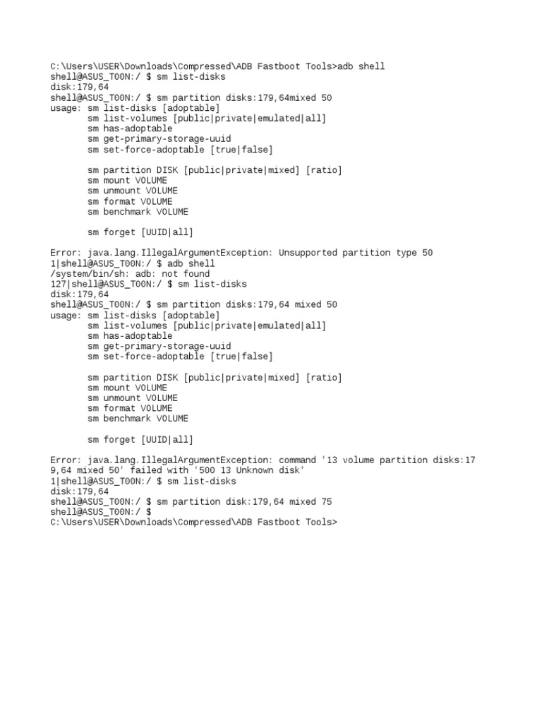 ADB Disk Partitioning Commands Guide | PDF