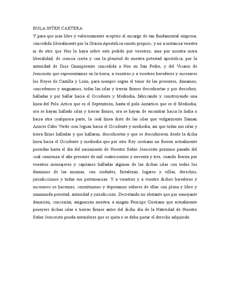 Bula Intercaetera II | PDF | Europa sudoccidental | Península Ibérica