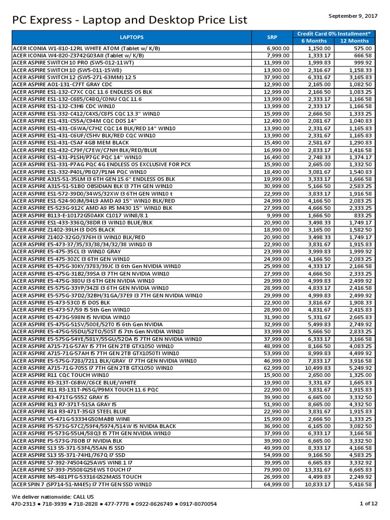 2017-09-20 - PC Express - Laptop and Desktop Price List PDF | PDF ...