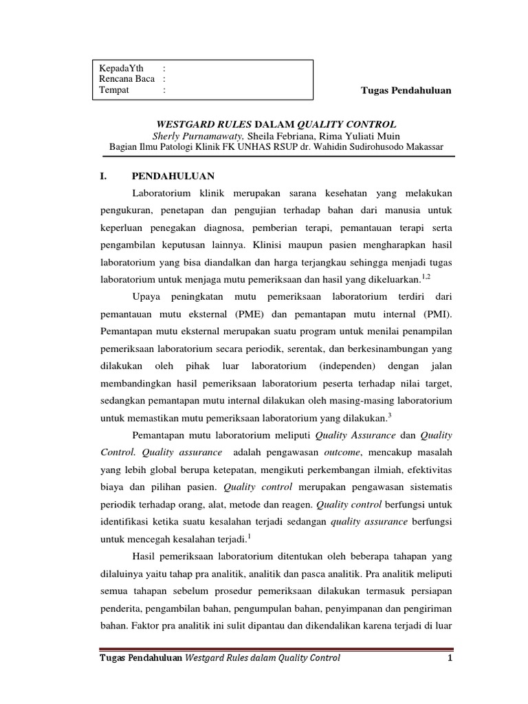 Westgard Rules | PDF