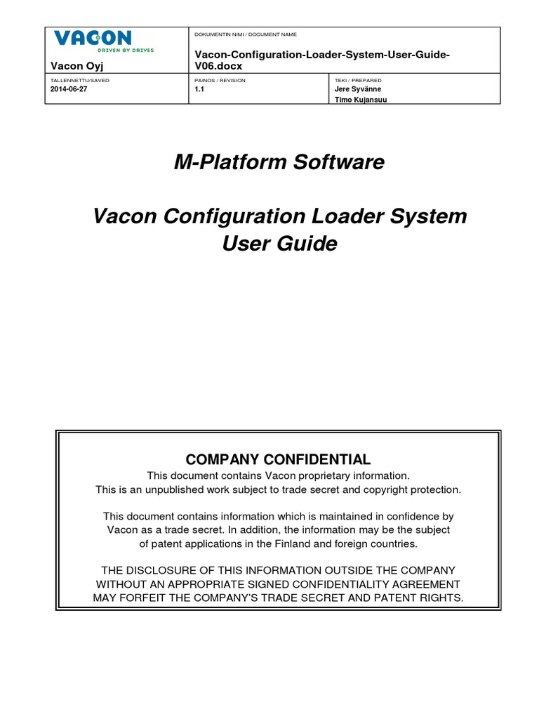 Vacon Configuration Loader System User Guide V06 PDF | PDF | Communications Protocols | Computer ...