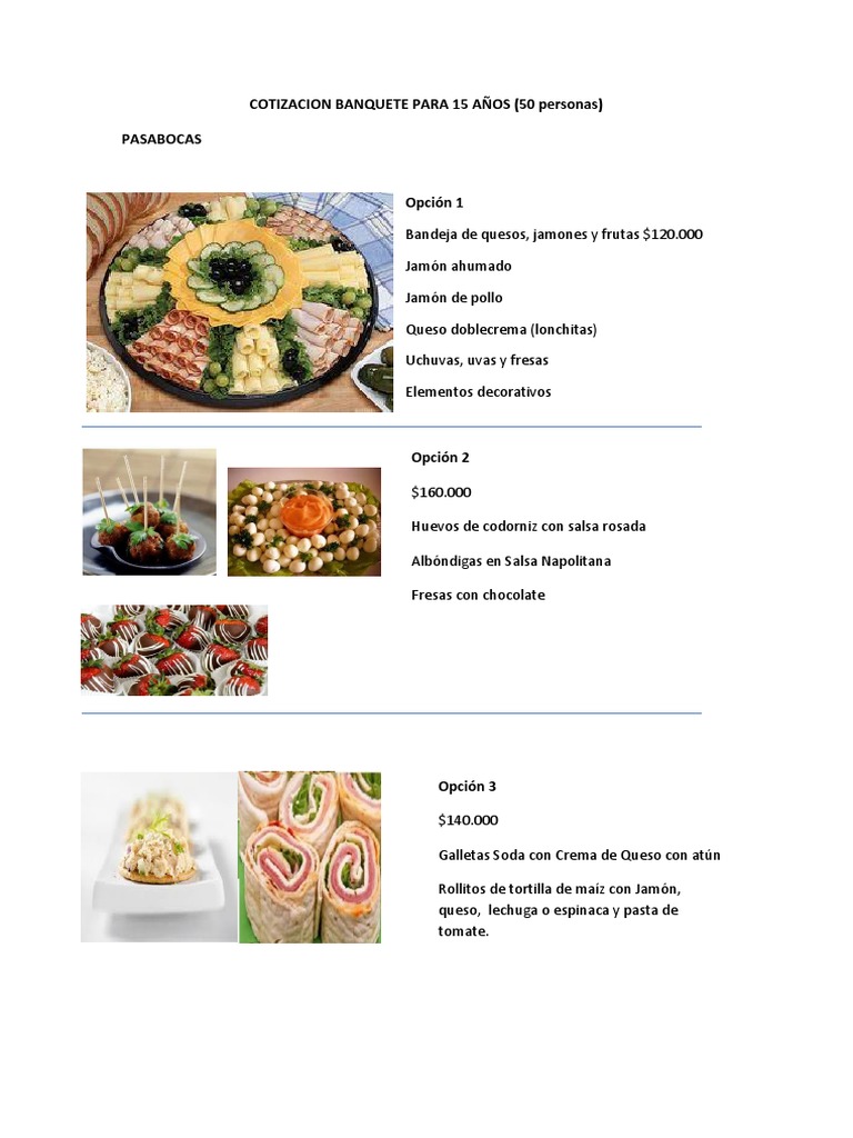 Cotizacion Banquete para 15 Años | PDF