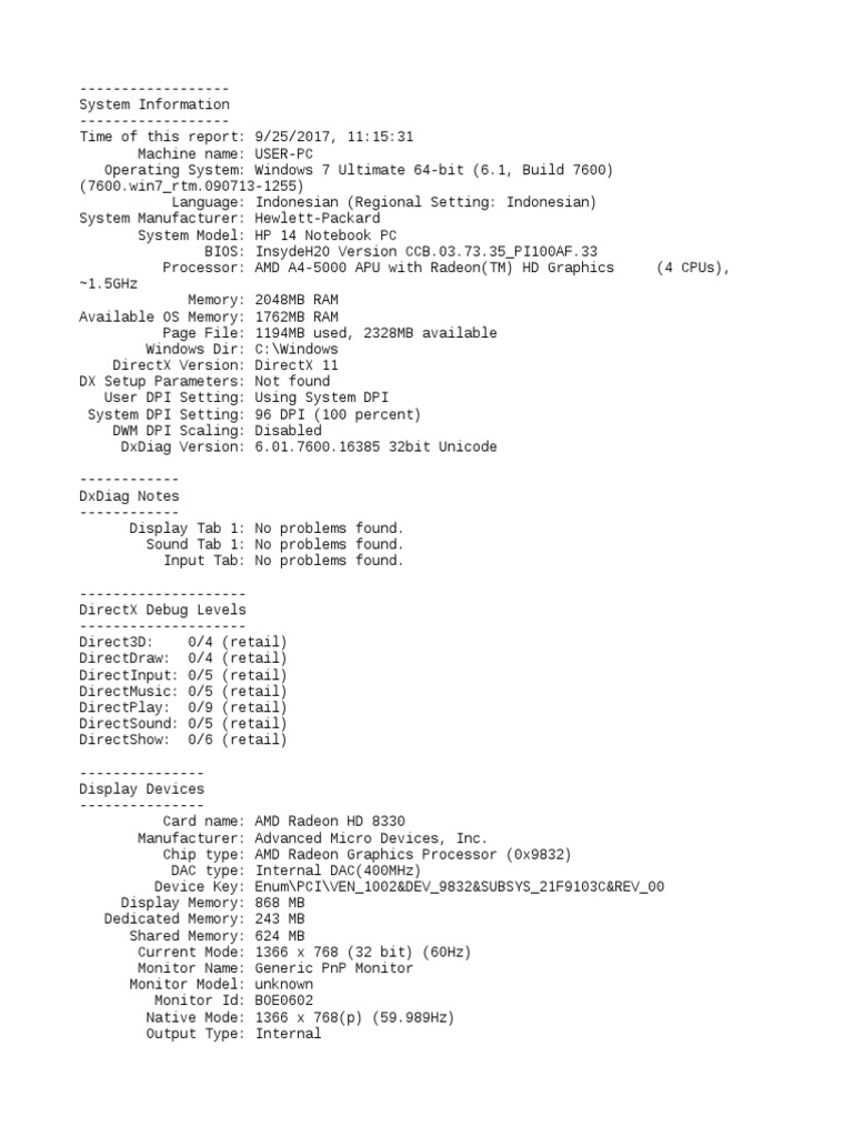 DX Diag | PDF | Device Driver | Codec