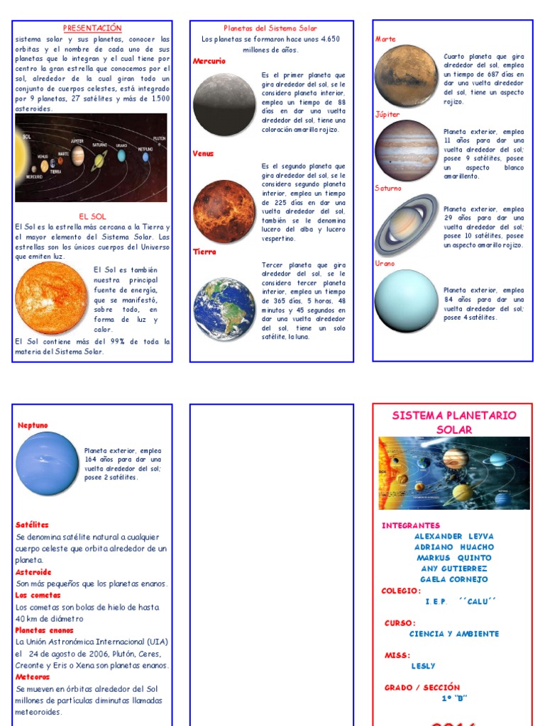 228969990 Triptico Sistema Solar Aldahir | Planetas | Sistema solar