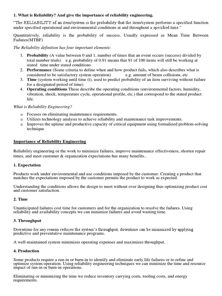 The Reliability Definition Has Four Important Elements | Download Free ...