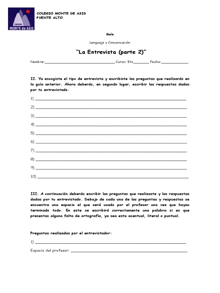 Guía de Entrevista para 5to Básico | PDF | Ciencia cognitiva | Science