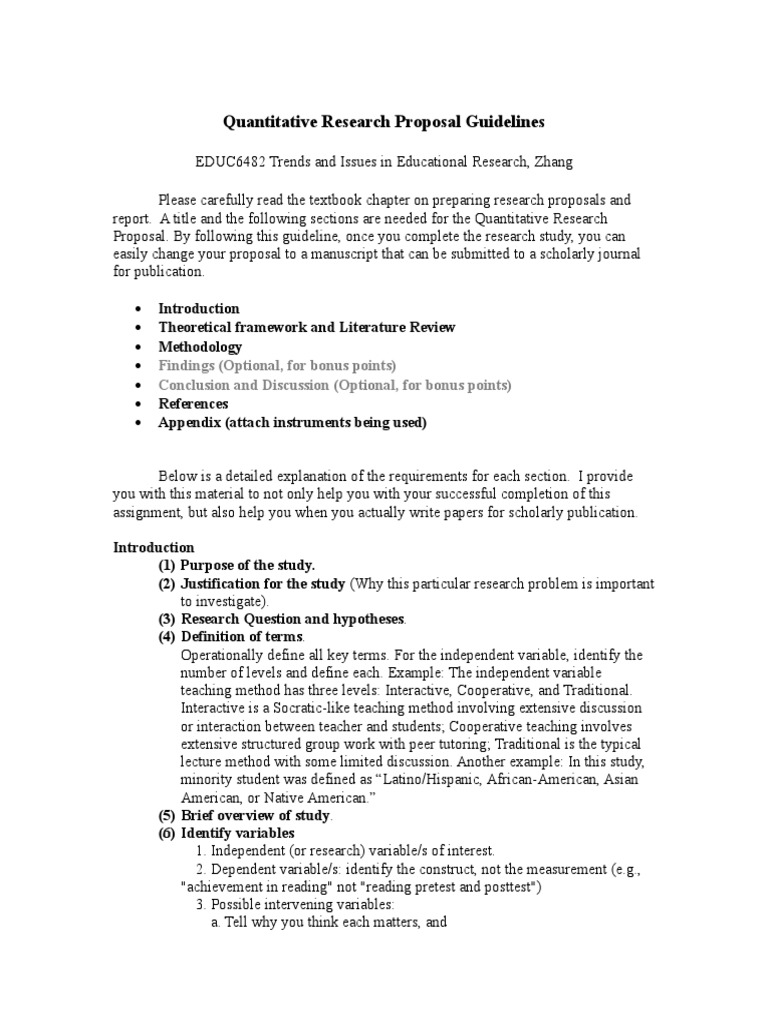 Quantitative Research Proposal Guidelines 081116 | PDF | Validity ...