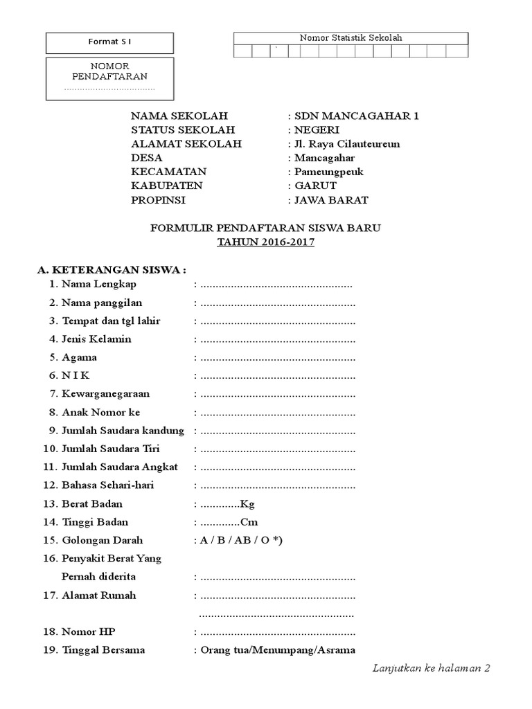 Formulir PPDB Format s1 | PDF