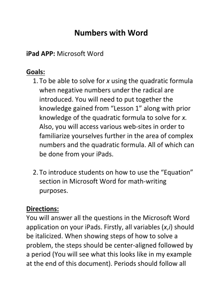 Numbers With Word | PDF | Complex Number | Quadratic Equation