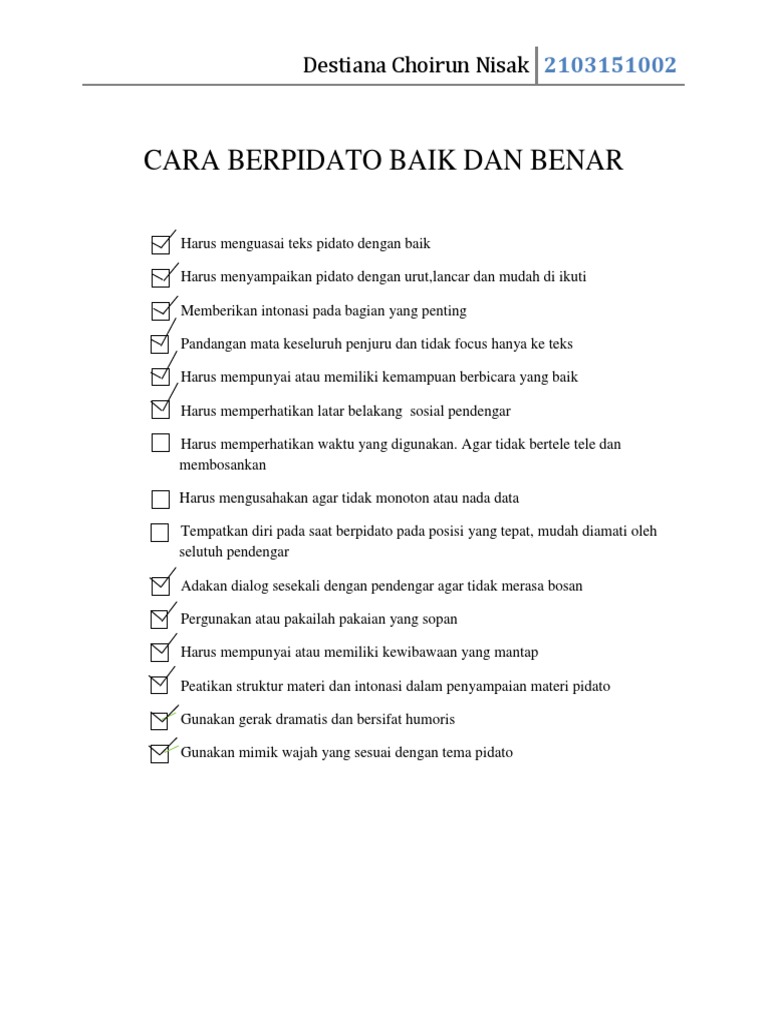 Cara Berpidato Baik Dan Benar | PDF