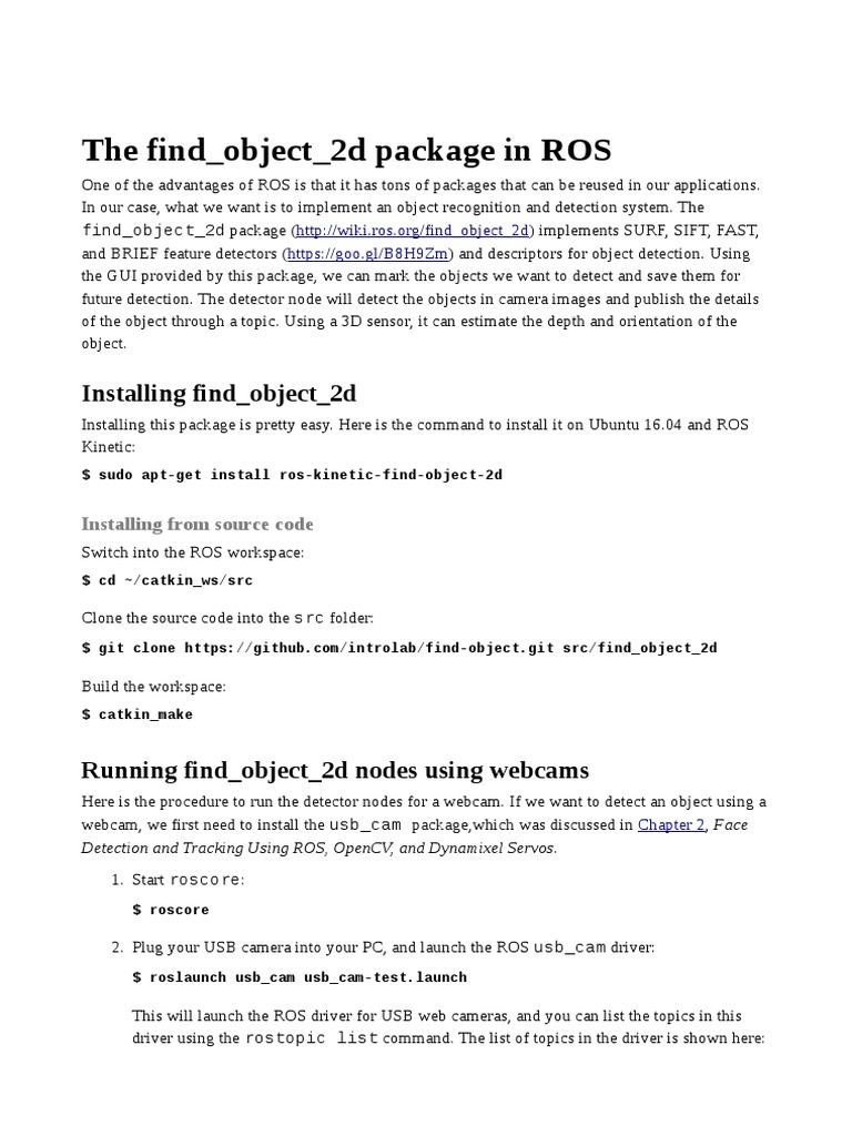 Object Recognition ROS-KINECT | PDF | Screenshot | Device Driver