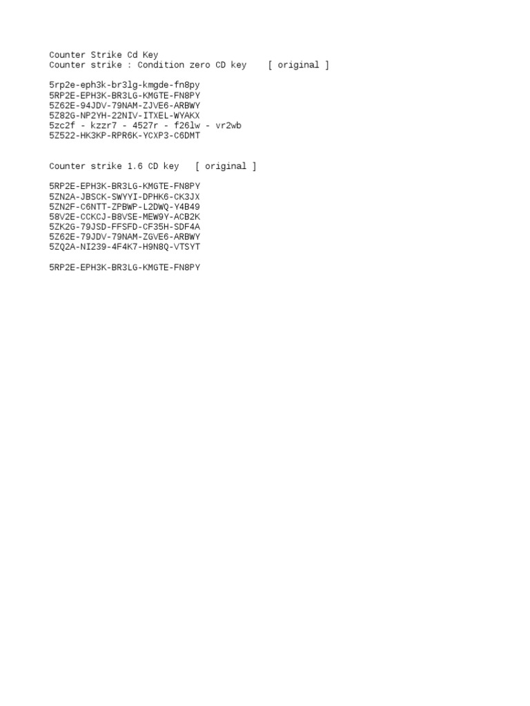 Cs 1.6 CD Key | PDF