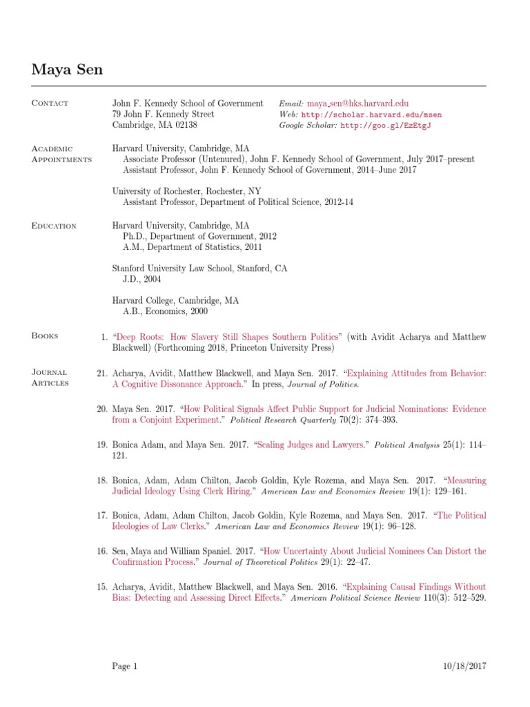 Sen CV | PDF | Thesis | Harvard University