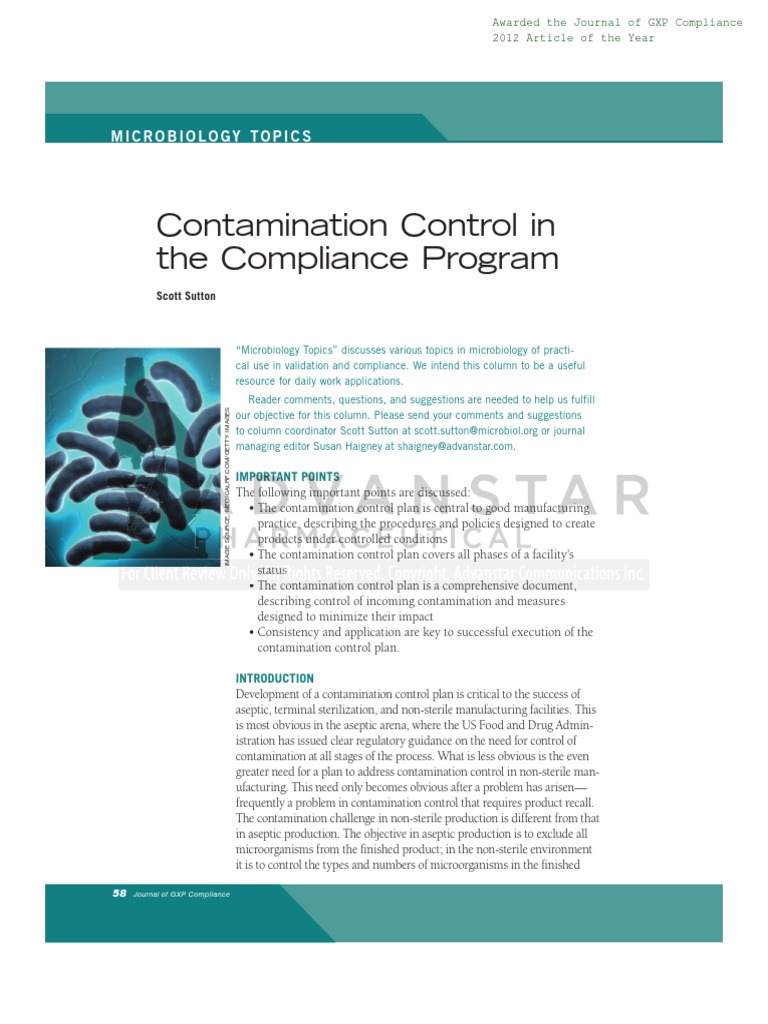 CONTAMINATION CONTROL COMPLIANCE PROGRAM.pdf | Disinfectant | Earth ...