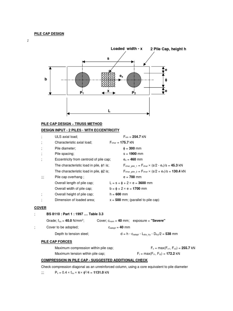 Pile Cap Design with Eccentricity | PDF | Deep Foundation | Structural ...