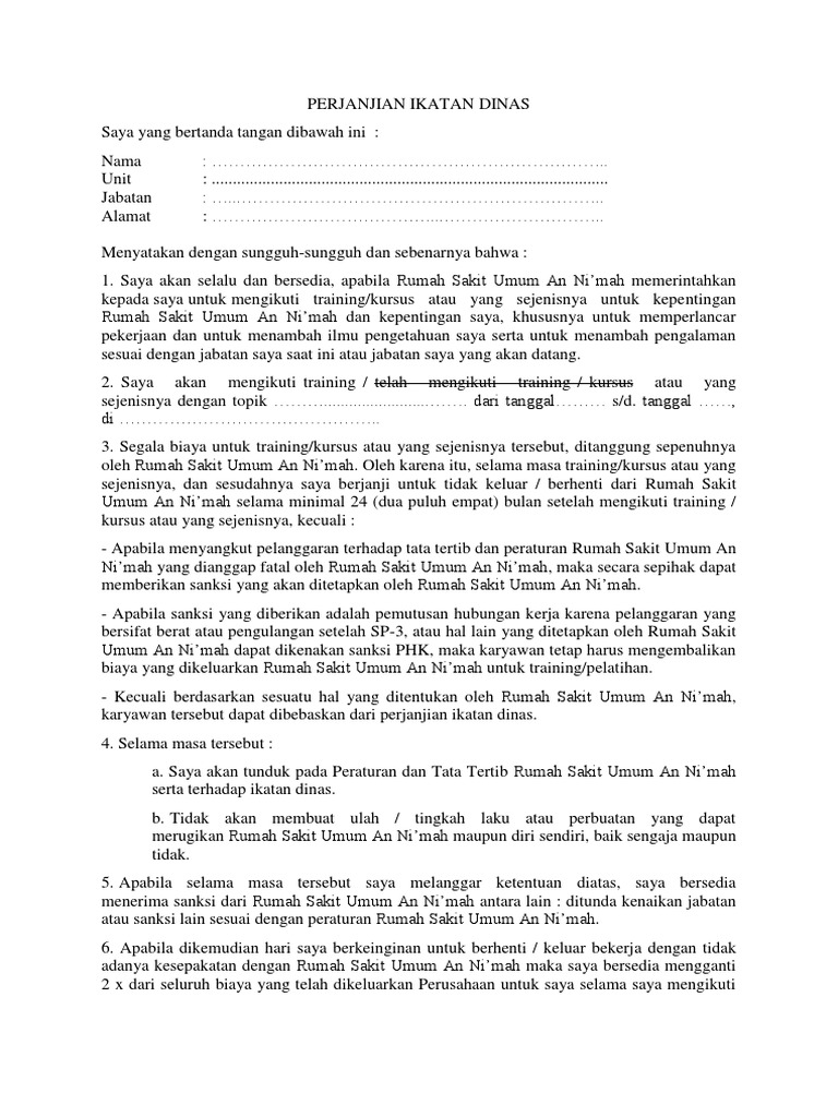 Perjanjian Ikatan Dinas Pdf