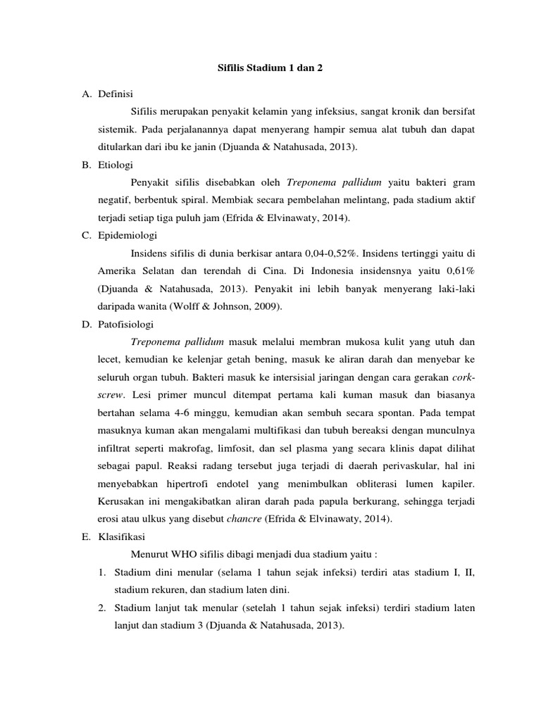 Sifilis Stadium 1 dan 2: Gejala dan Terapi | PDF