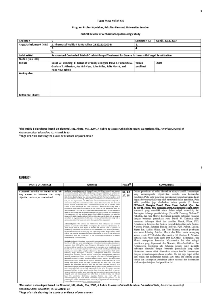 Analisis Jurnal RCT | PDF | Asthma | Allergy