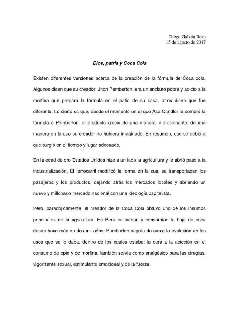 Dios, Patria y Coca Cola | PDF | Cocaína | Coca Cola