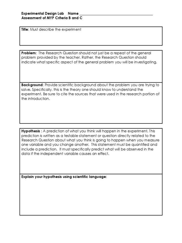 Experimental Design Lab | PDF | Experiment | Dependent And Independent ...