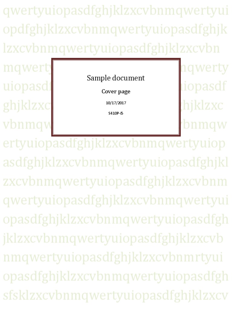 Sample Document: Cover Page | PDF