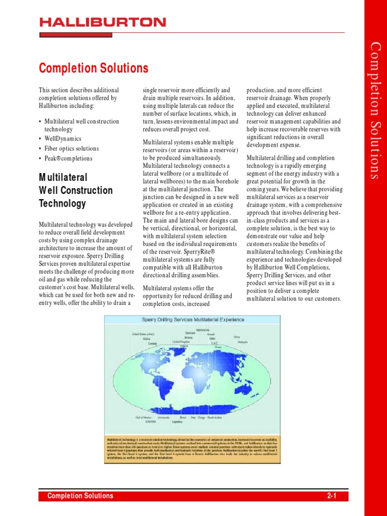 Completion Solutions: Multilateral Well Construction Technology | PDF ...