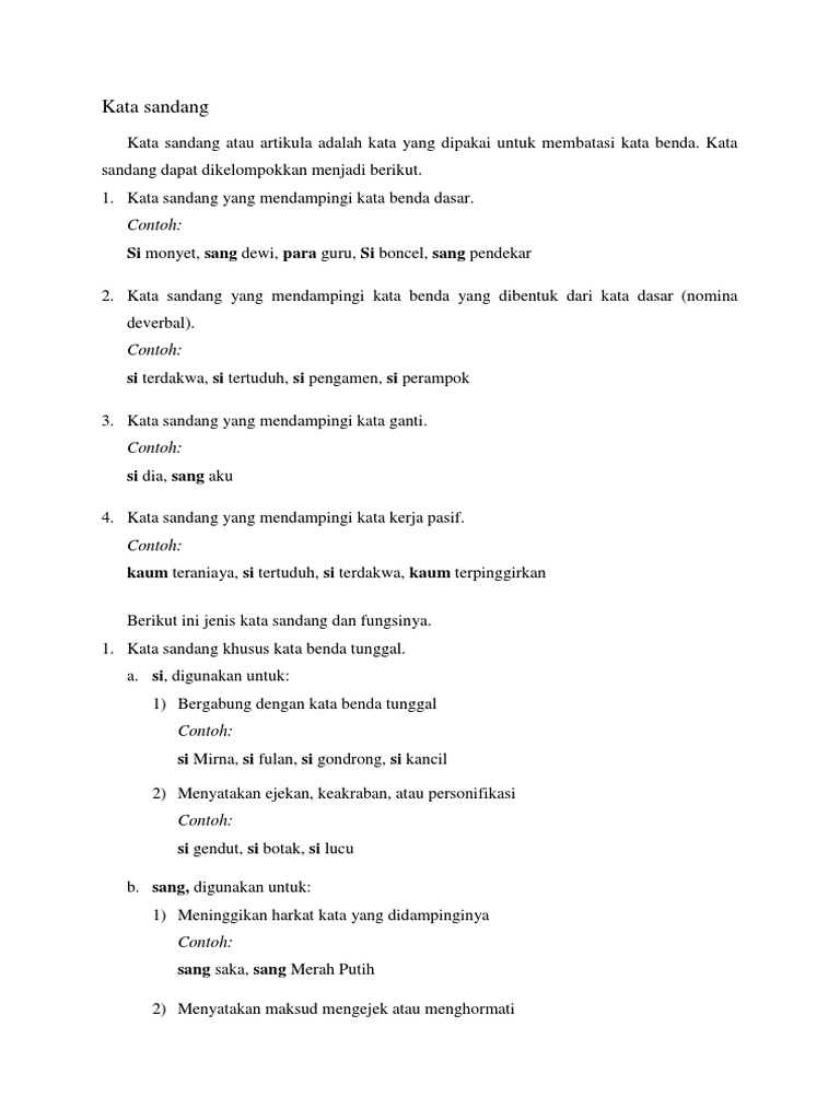 Kata Sandang | PDF