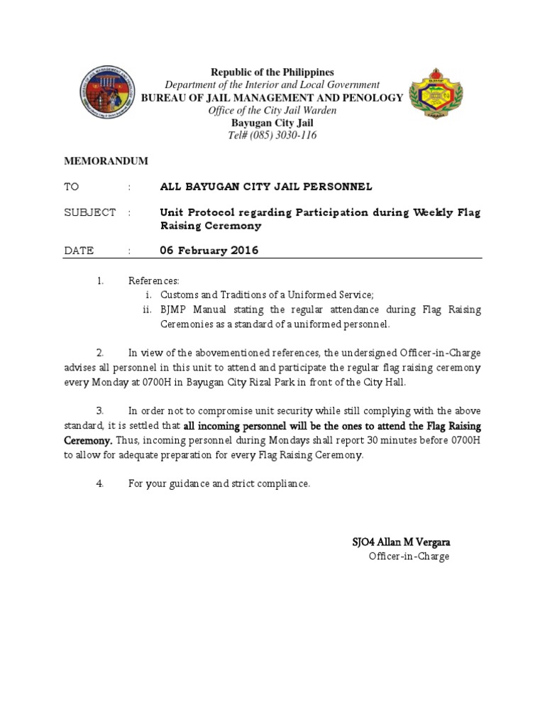 Memo Flag Raising | PDF