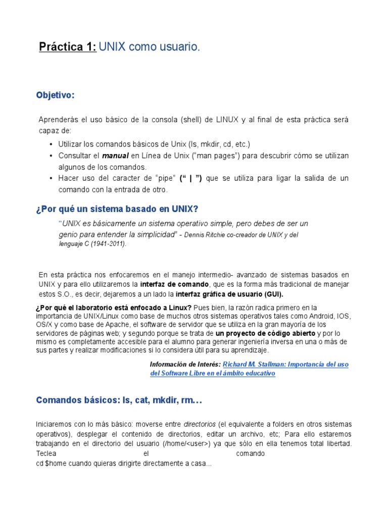 Practica 1 | PDF | Unix | Archivo de computadora
