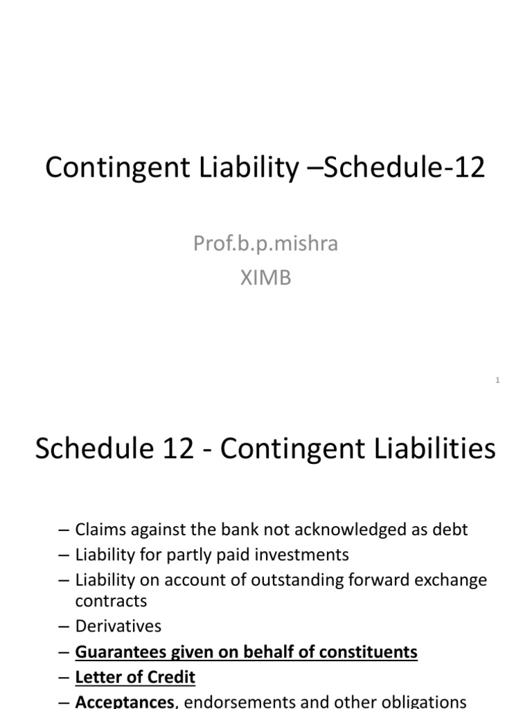 16-Contingent Liability - Schedule-12 | Download Free PDF | Letter Of ...