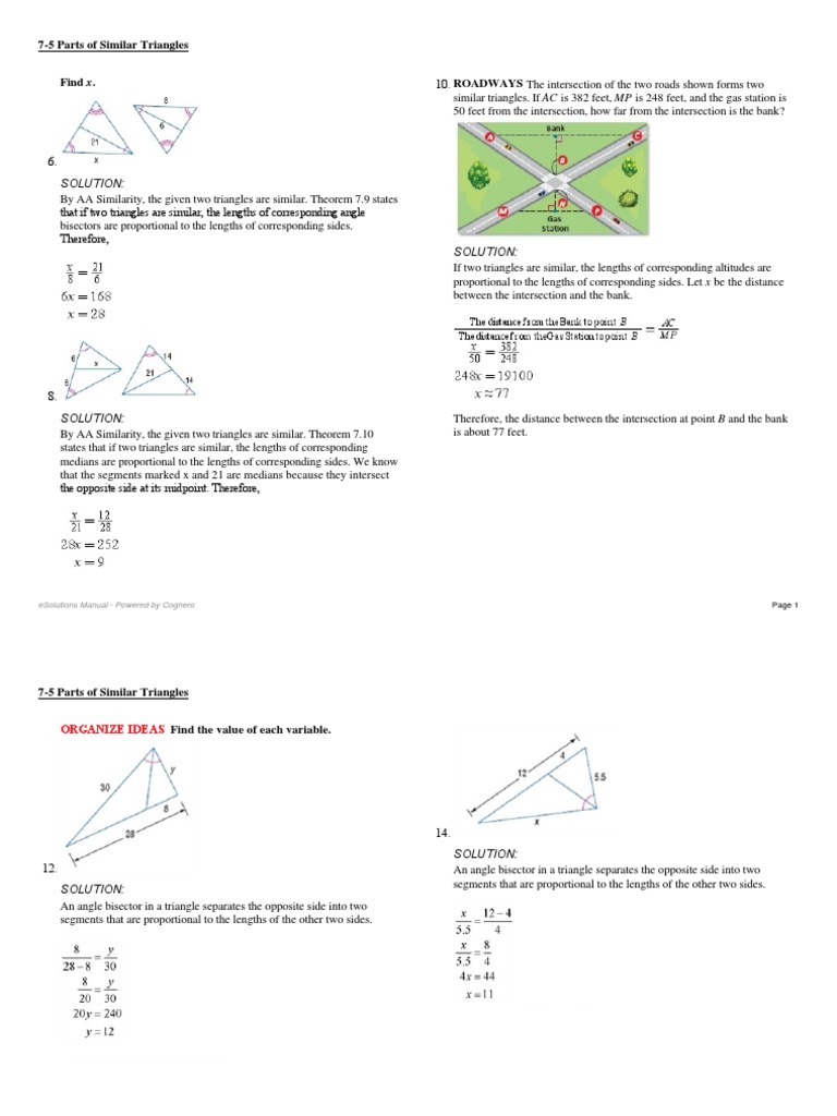7-5 Parts of Similar Triangles | PDF | Triangle | Euclid