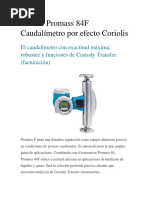 Ficha Técnica - Medidor de Flujo Másico Coriolis FMC | PDF