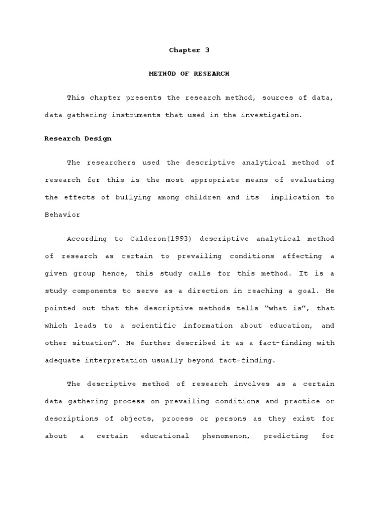 Sample Chapter 3 & 4 | PDF | Bullying | Scientific Method